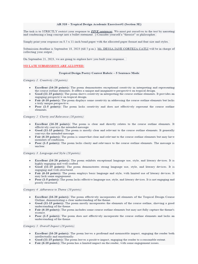 Tropical Design Academic Exercises | PDF | Poetry | Creativity