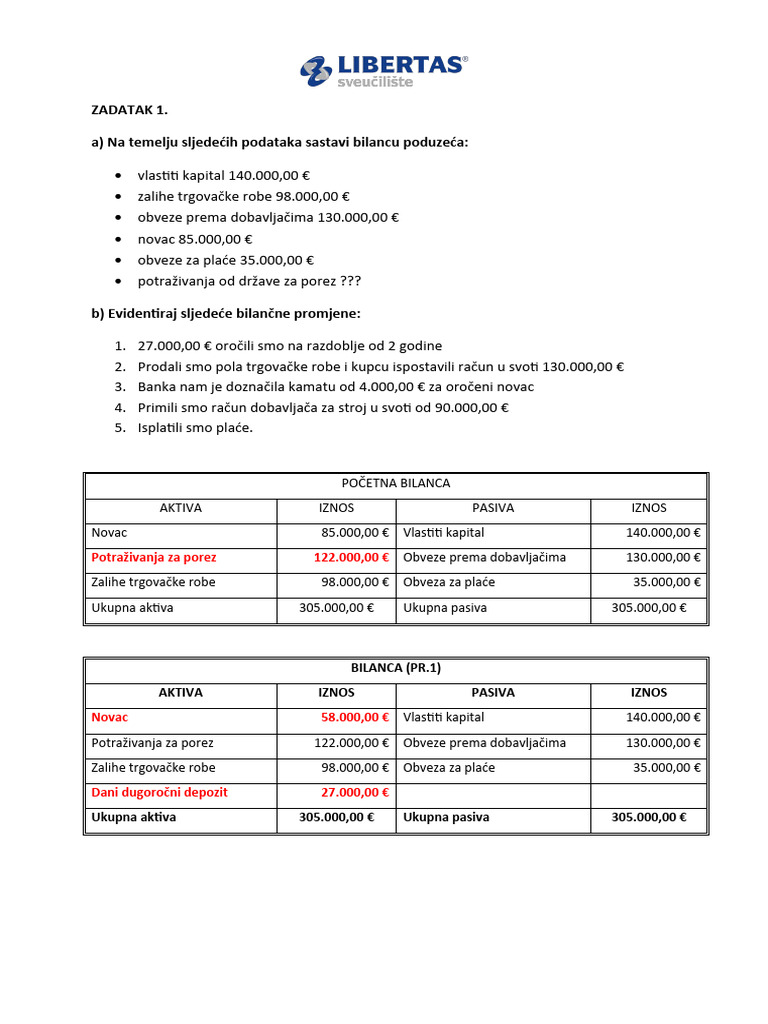 VjeÅ Ba 3 - BilanÄ Ne Promjene 202x - RJEÅ ENJE 2 | PDF