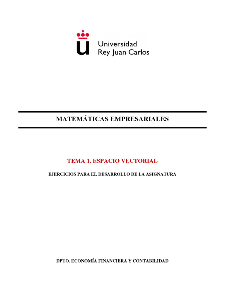 Tema 1 Vectoriales | PDF | Espacio vectorial | Base (álgebra lineal)