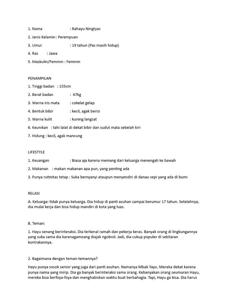 Contoh Penokohan Rahayu Ningtyas | PDF