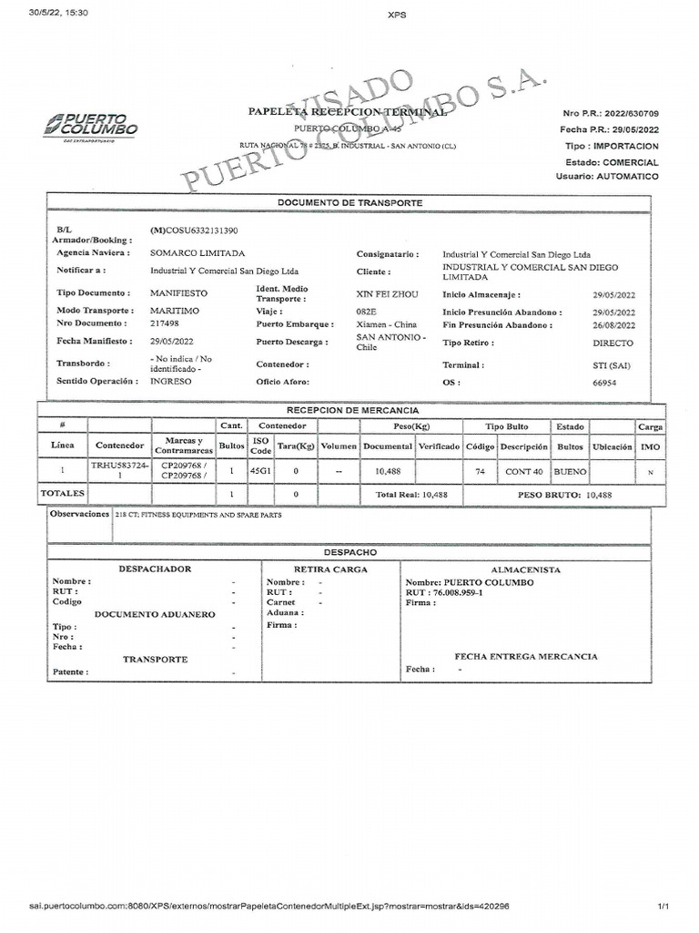 Papeleta Recepcion 1095135 | PDF
