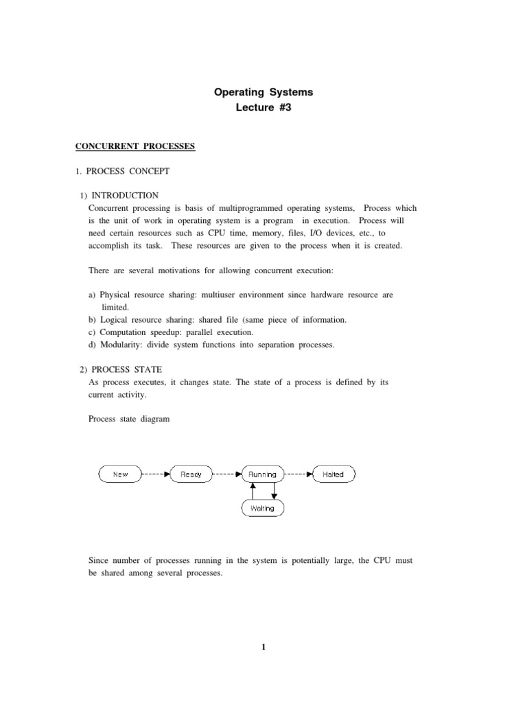 Operating Systems Lecture #3: Concurrent Processes | PDF | Process ...