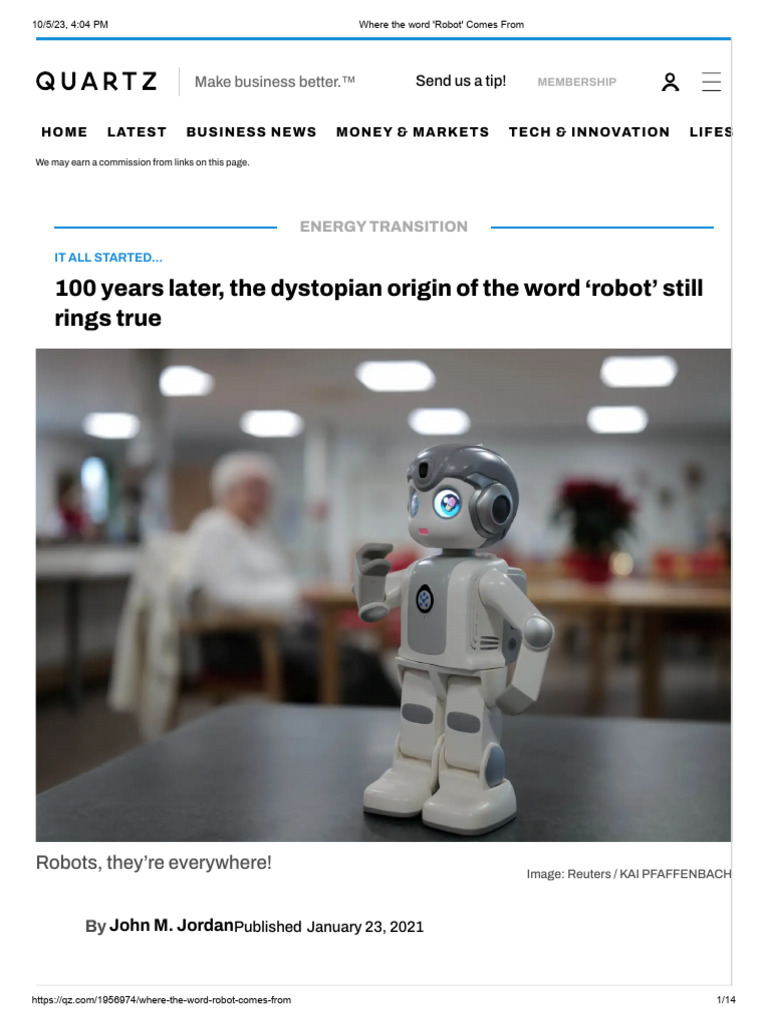 Where The Word 'Robot' Comes From | PDF