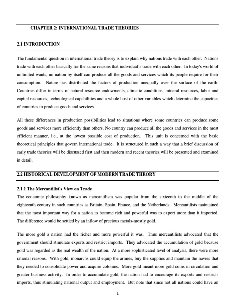 International Cha 2 | PDF | Comparative Advantage | Mercantilism