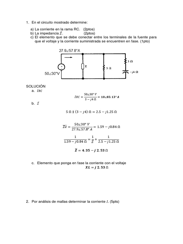 Ejercicios Electricos | PDF | Impedancia eléctrica | voltaje