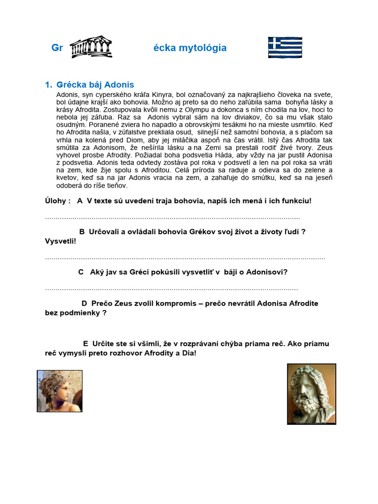 Grécke Báje - Tri Pracovné Listy, Ktoré Sú Zamerané Na Čítanie S ...