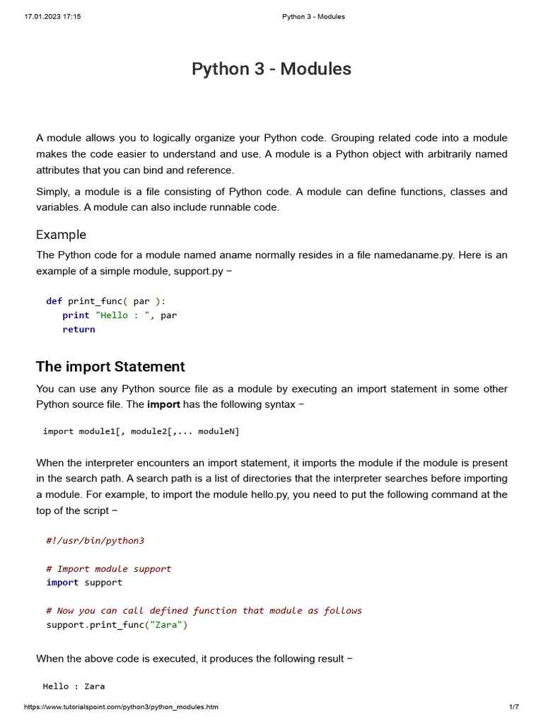 Python 3 - Modules | Download Free PDF | Python (Programming Language) | Computer Program