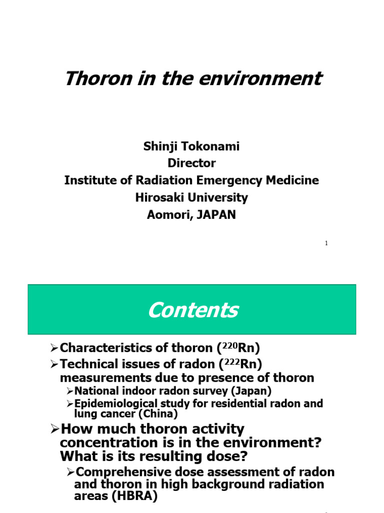 Thoron Presentation Tokonami | PDF | Radioactive Decay | Physical Sciences