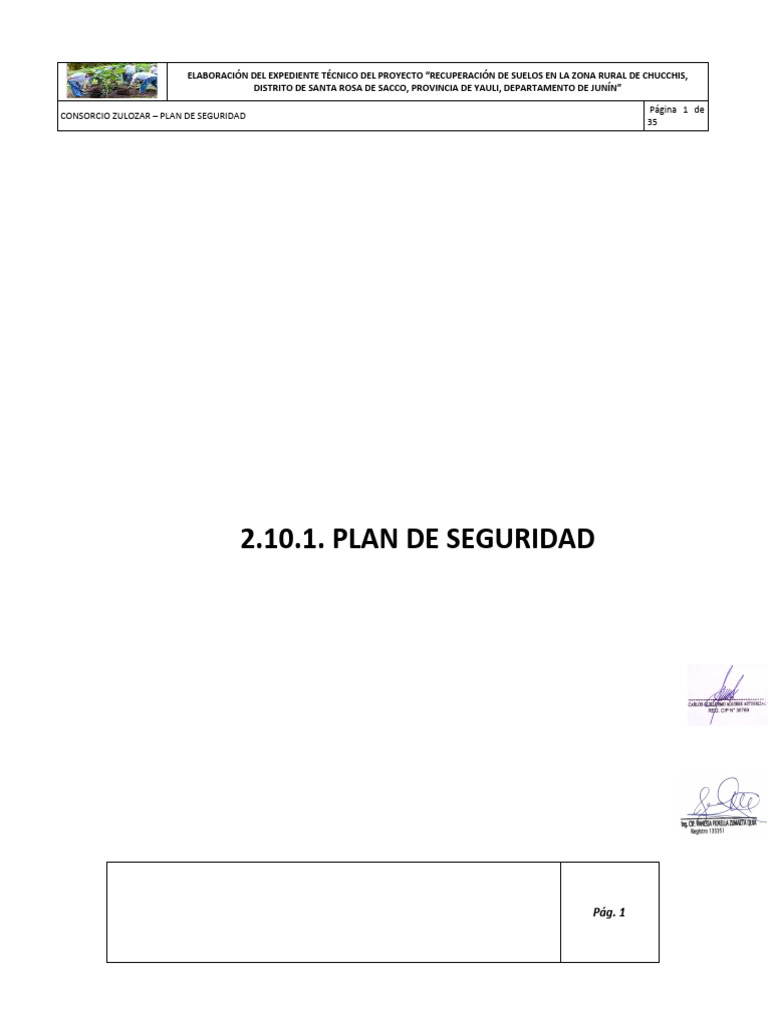 2.10. Plan de Seguridad, Salud y Medio Ambiente | PDF | Seguridad y salud ocupacional