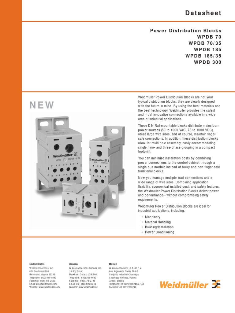 Weidmuller Power Distribution Blocks Guide | PDF | Electrical Conductor ...