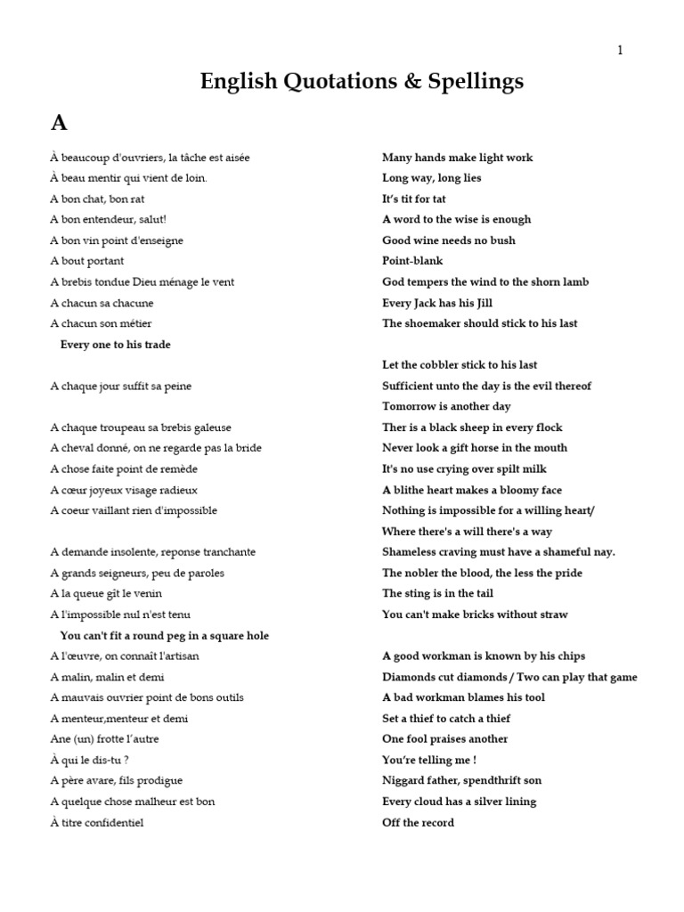 English Quotations _ Spellings | PDF