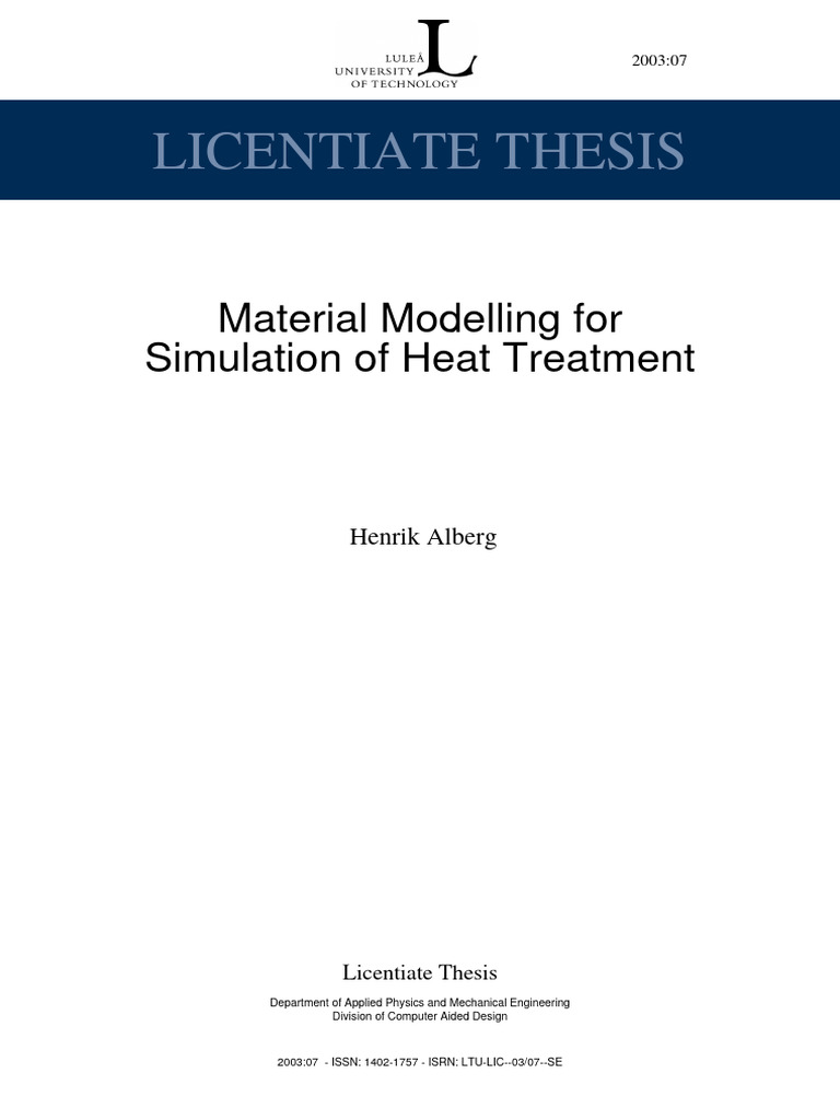 Material Modelling For Simulation of Heat Treatment. | PDF | Heat ...