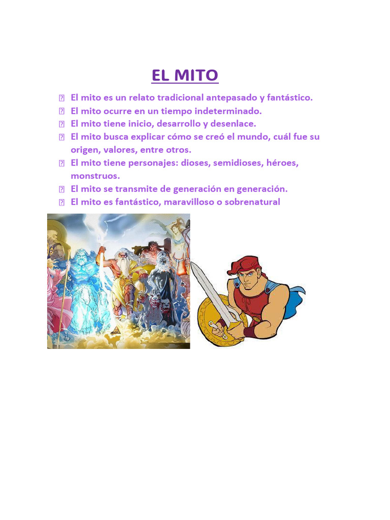 Características del mito narrativo | PDF | Ficción general