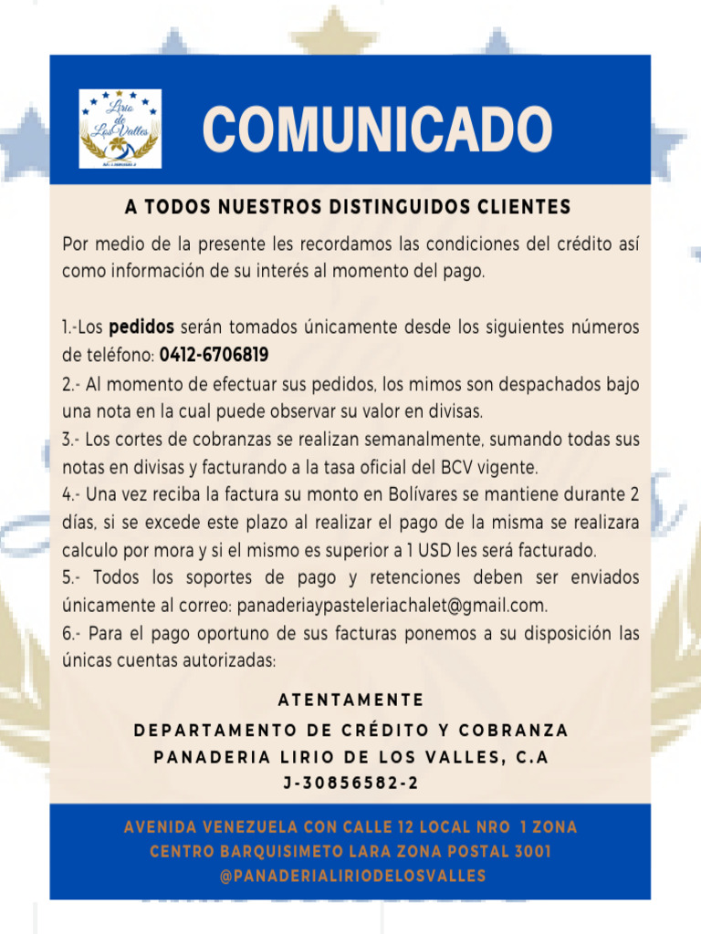 Comunicado A Clientes Lirio | PDF