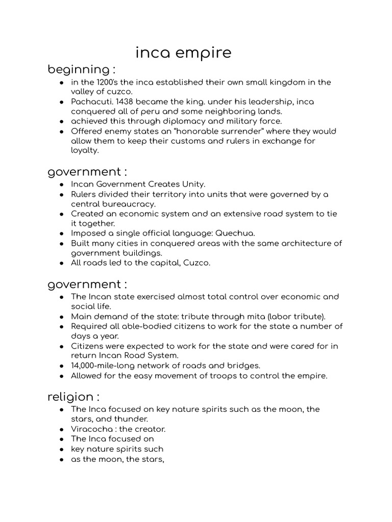 Inca Empire | PDF