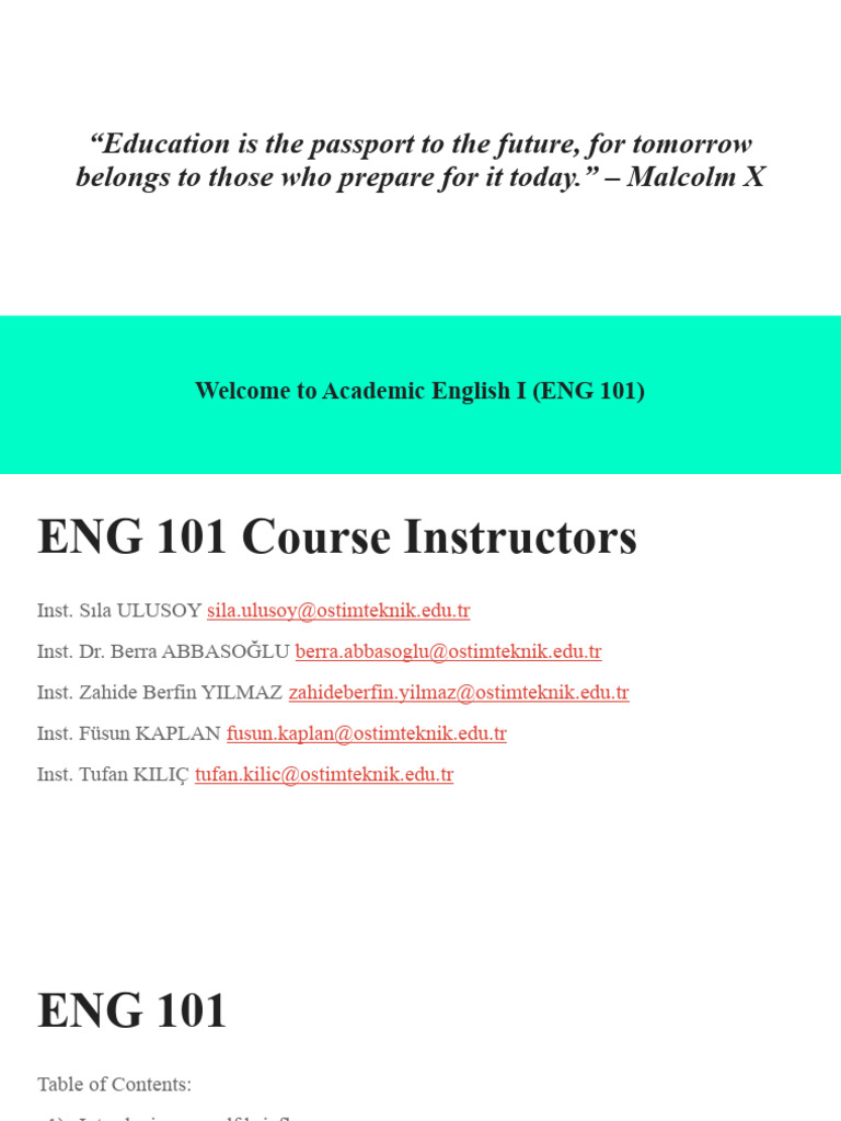 Course Intro Eng 101 2023-2024 Fall | PDF | Plagiarism | Turnitin
