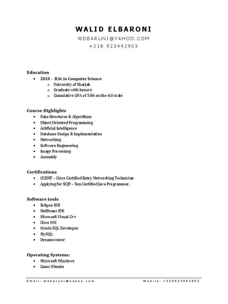 Walid Baruni - CV | PDF
