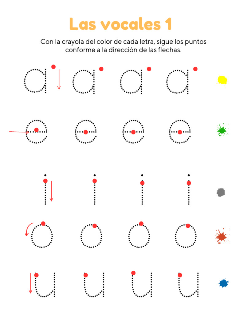 Hoja de Trabajo Las Vocales Simple Amarillo | PDF
