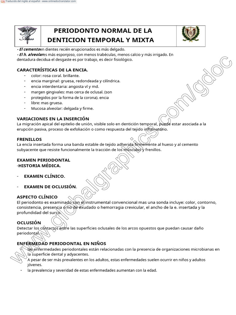 PERIODONTO NORMAL DE LA DENTICION TEMPORAL Y MIXTA - En.es - 013347 ...