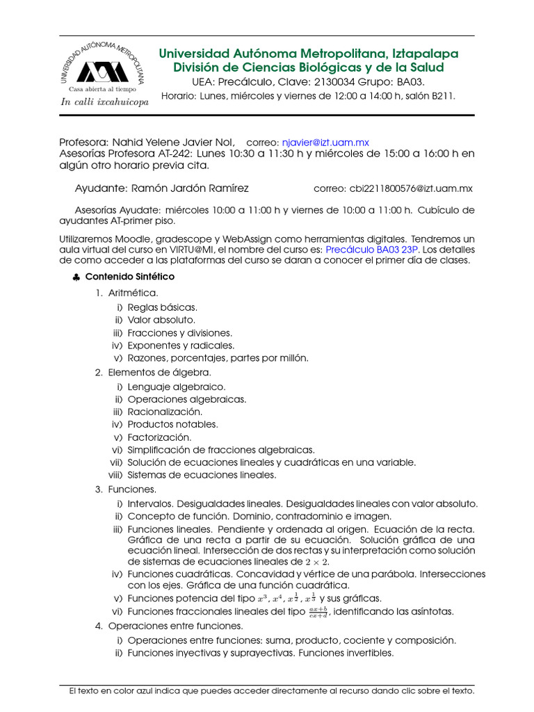 Planeación_Precálculo_23P (1)_230809_191305 | PDF | Logaritmo | Ecuaciones