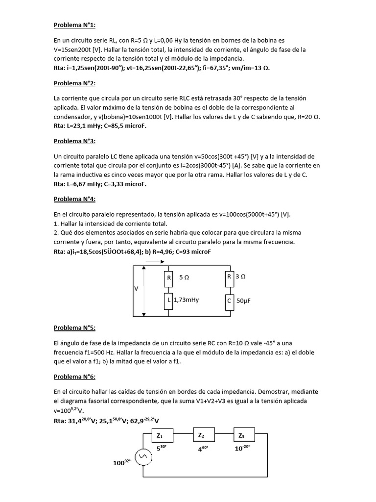 Ejercicios Corriente Alterna 2 | PDF