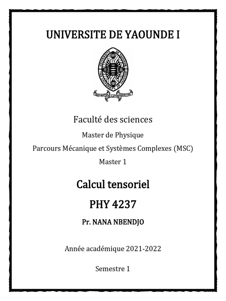 Introduction au calcul tensoriel | PDF | Tenseur | Matrice (Mathématiques)
