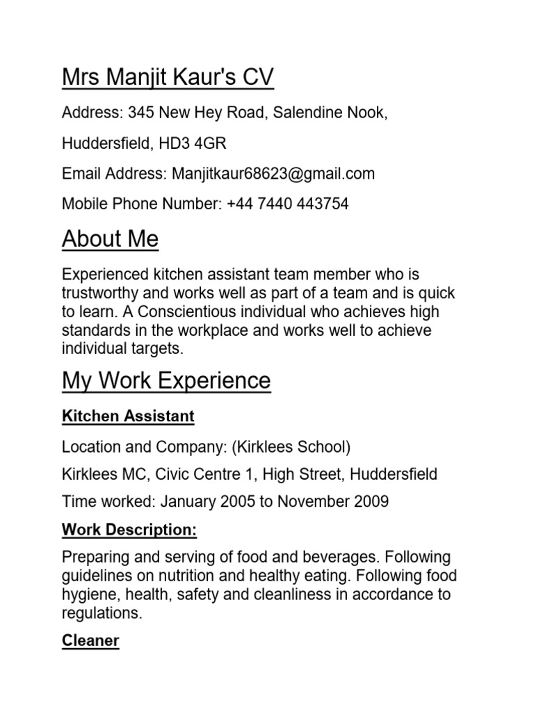 Mrs Manjit Kaur's CV | PDF | Career & Growth