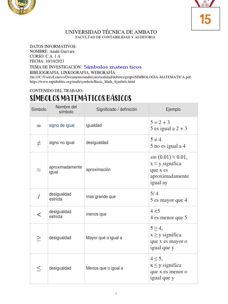 Simbologia Matematica | PDF | Matemáticas | Matemática Elemental