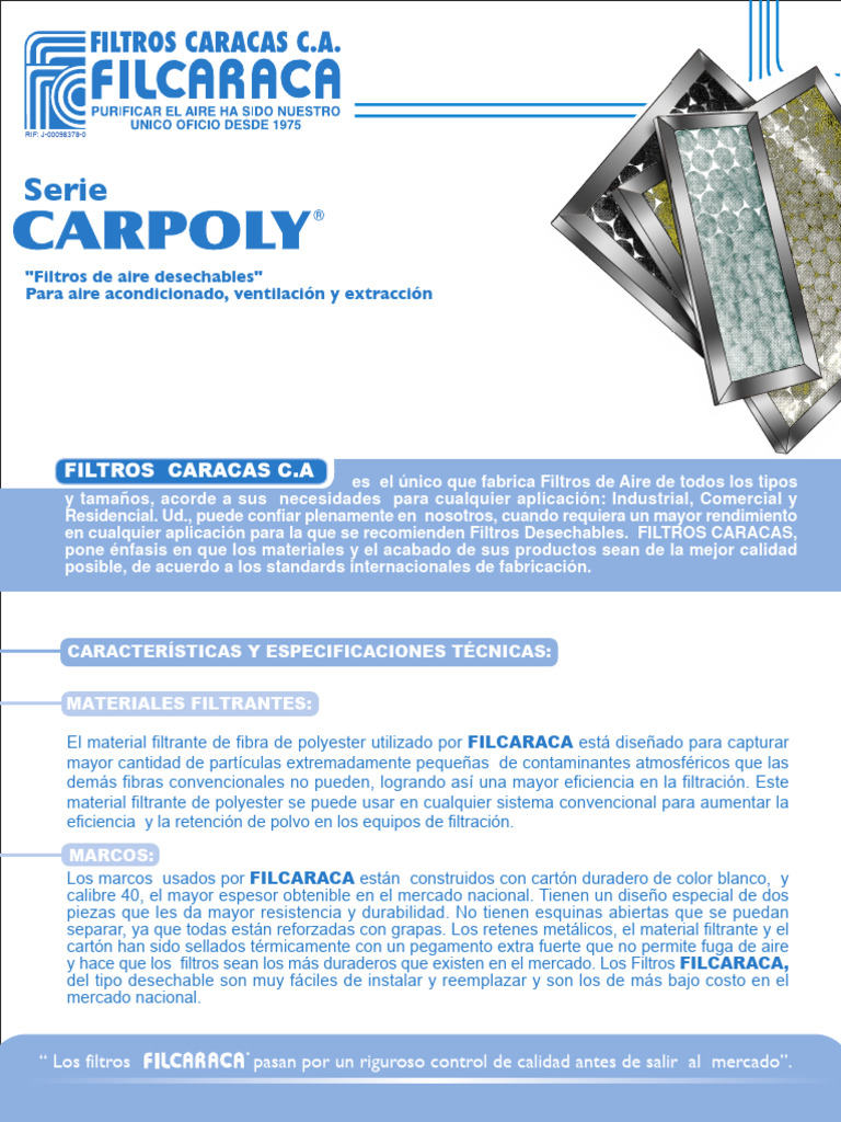 03 - Carpoly Filtro | PDF | Filtración | Sector secundario de la economía