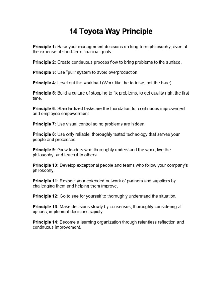 14 Principles of the Toyota Way | PDF