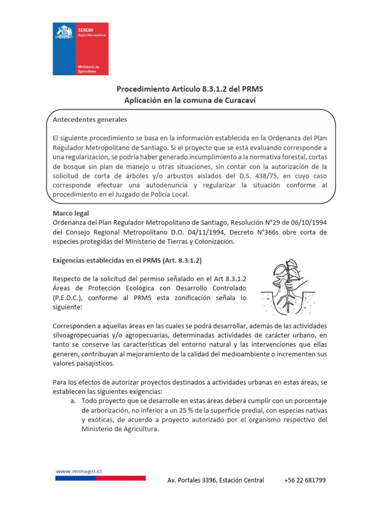 Procedimiento Art. 8.3.1.2 PRMS Curacaví | PDF | Los bosques | Ciencias ...