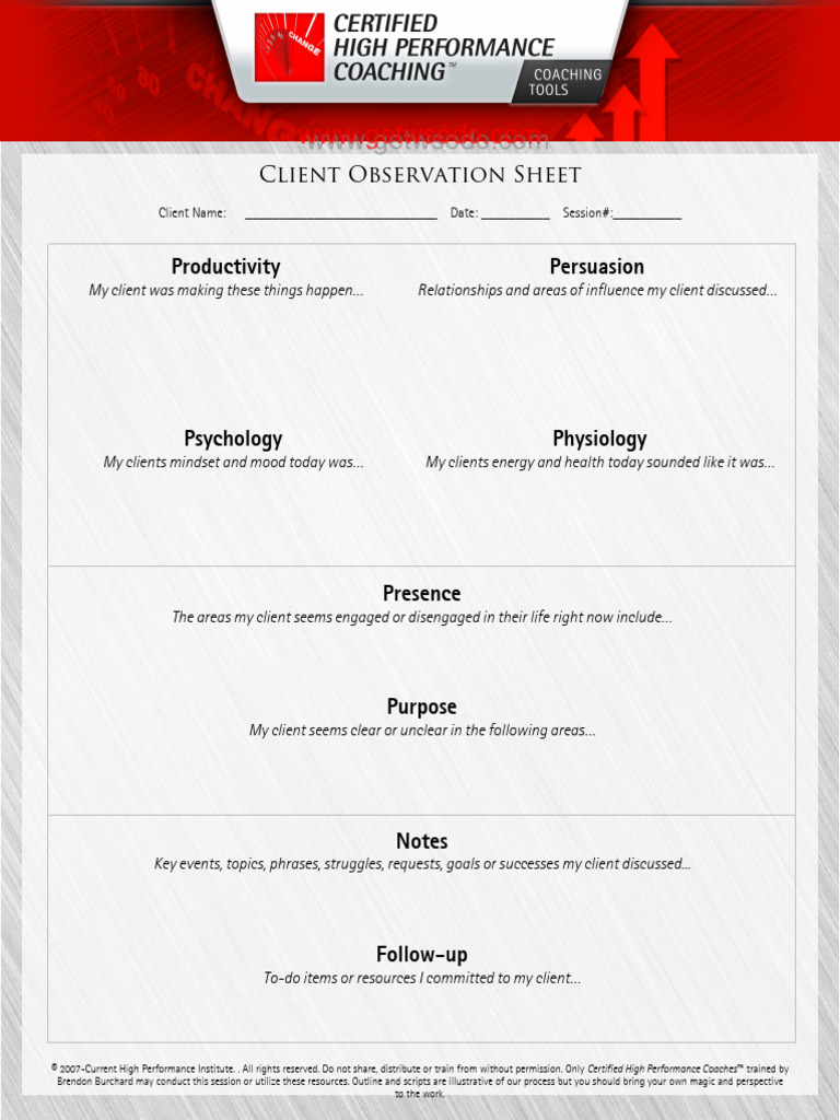 Brandon Burchard Client-Observation-Sheet-And-Coach-Evaluation | PDF ...