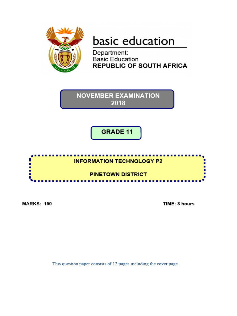 Grade 11 IT Exam Paper 2018 | PDF | Databases | Computer Network