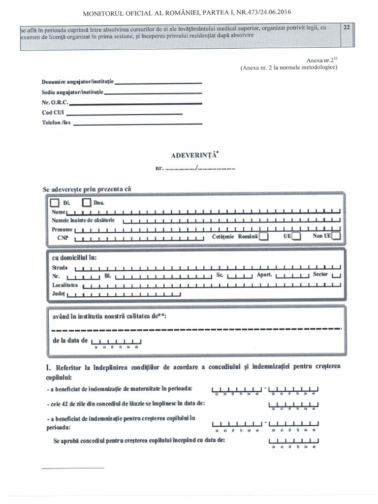 Anexa nr.2 Adeverinta Angajator | PDF
