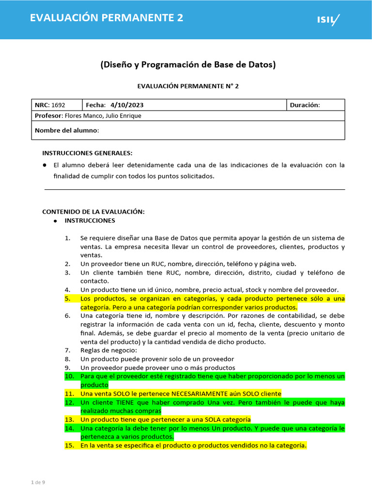 1692 Evaluac Perman 2 | PDF | Modelo conceptual | Tecnologías de la información