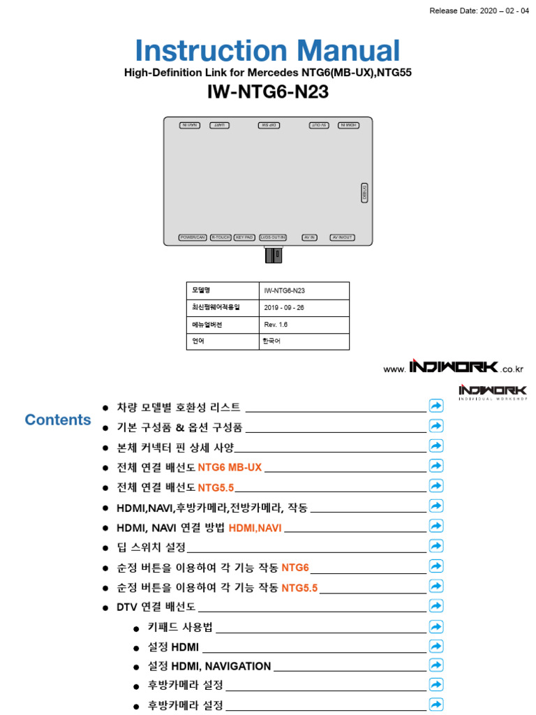 Instruction Manual High-Definition Link For Mercedes NTG6 (MB-UX ...