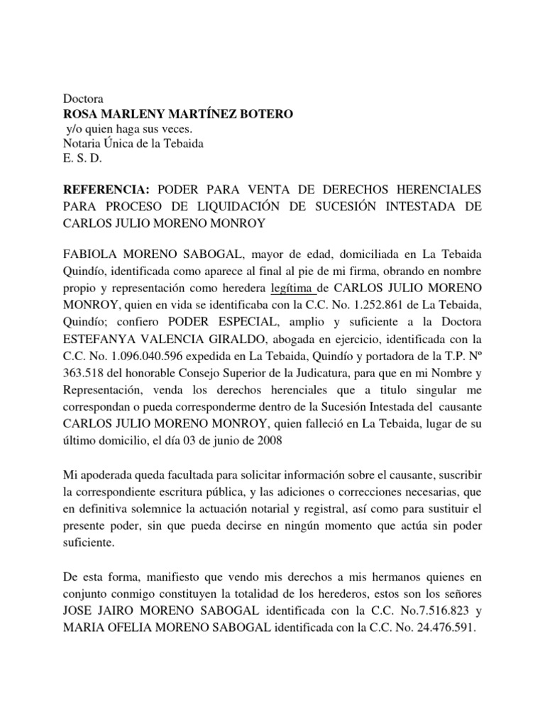 PODER_VENTA_DERECHOS_HERENCIALES_ | PDF