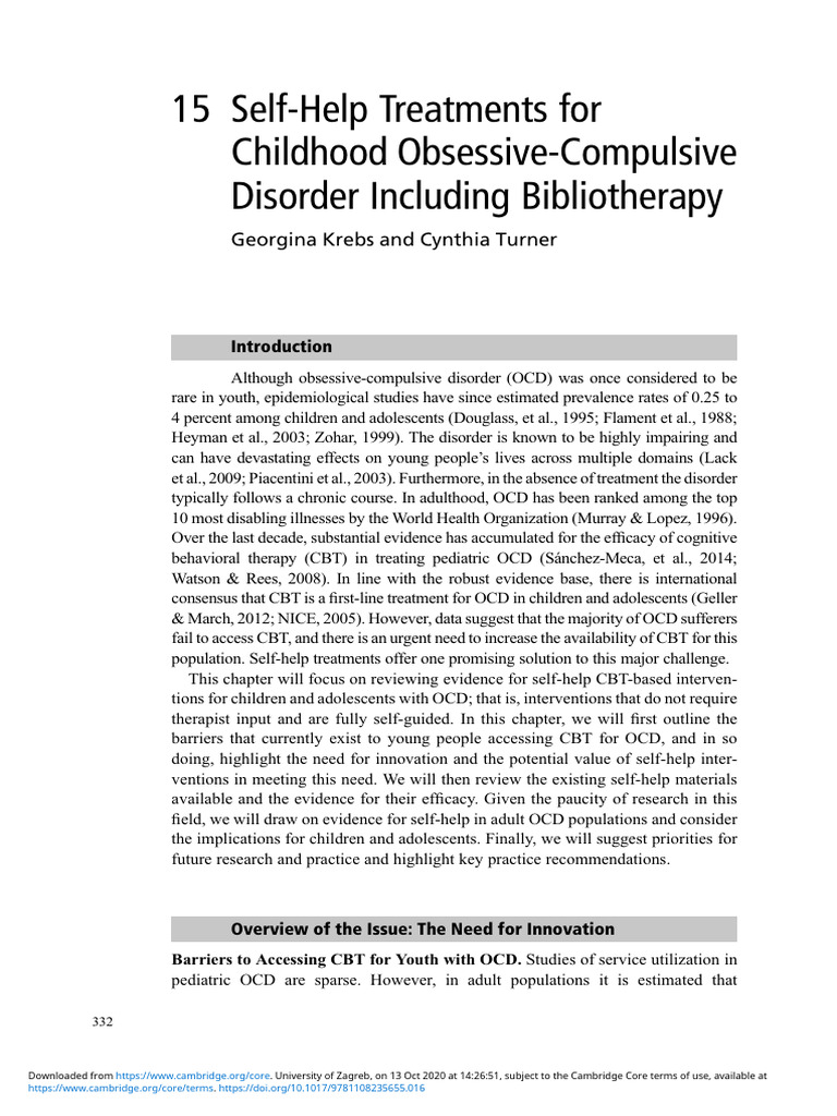 11.3 PP 332 347 Self-Help Treatments For Childhood Obsessive-Compulsive Disorder Including ...