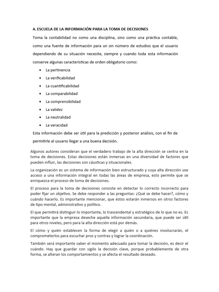 ESCUELA DE LA INFORMACIÓN PARA LA TOMA DE DECISIONES (4) (1) | PDF | Toma de decisiones | Sicología