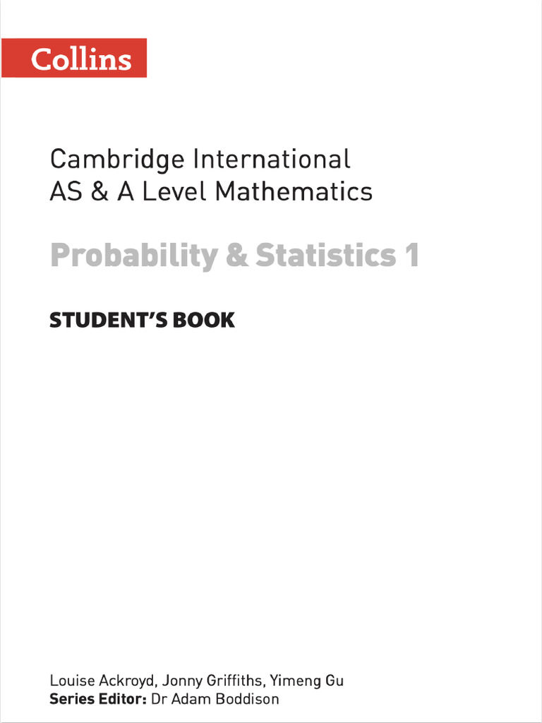 Cambridge International As and A Level Mathematics Statistics 1 Student ...