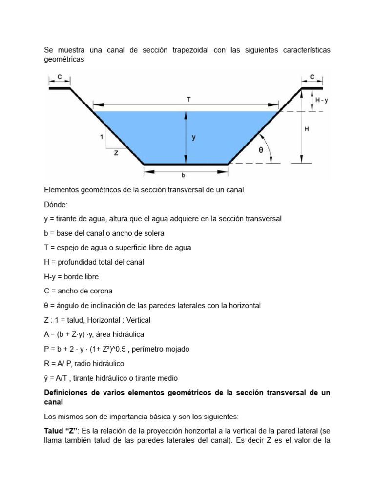 GEOMETRIA DE CANAL | PDF | Canal | Hidráulica