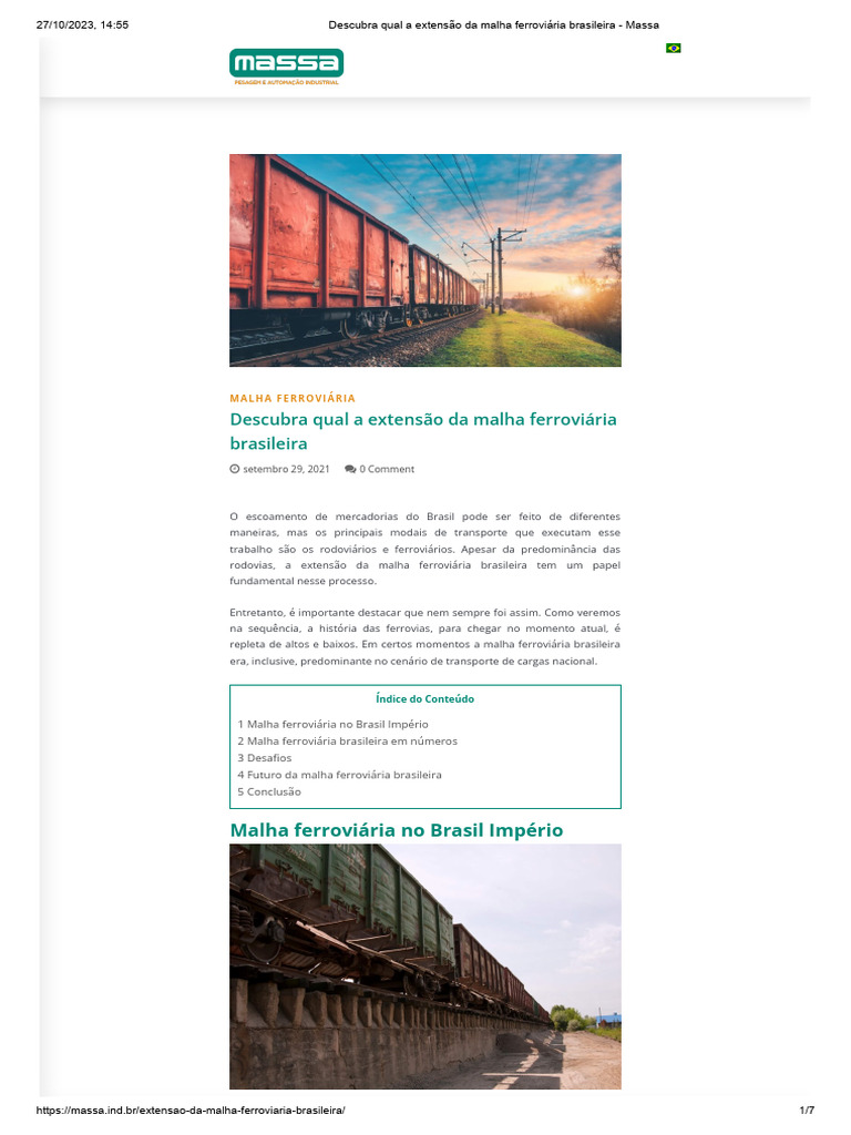 Extensão da Malha Ferroviária Brasileira | PDF | Transporte ferroviário ...