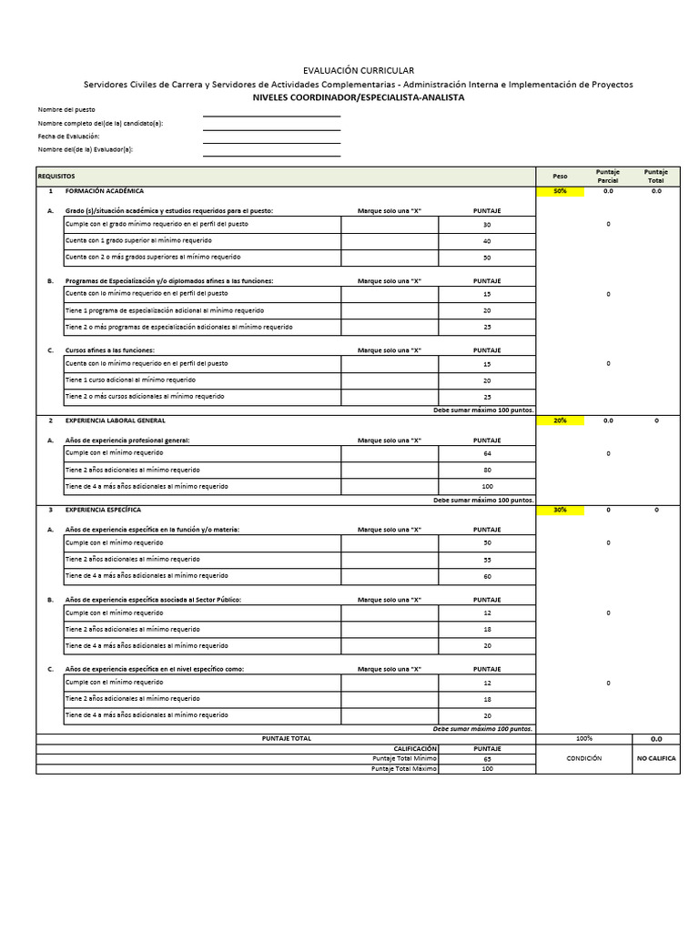 Anexo D Ficha de Evaluacion Curricular | PDF