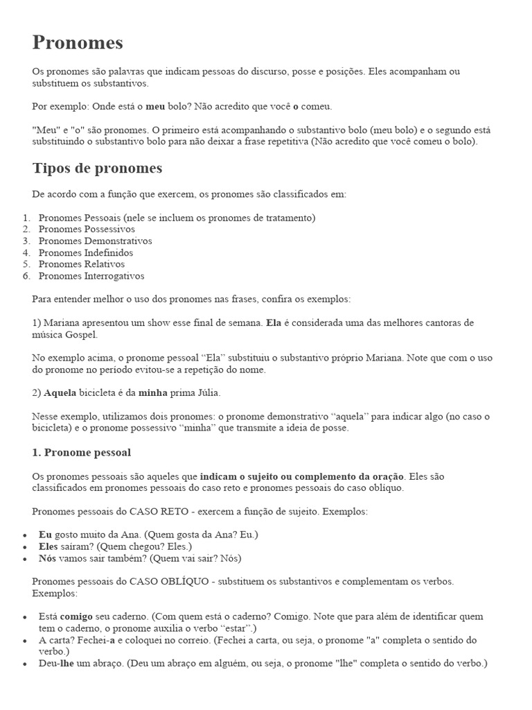Pronomes | PDF | Pronome | Plural