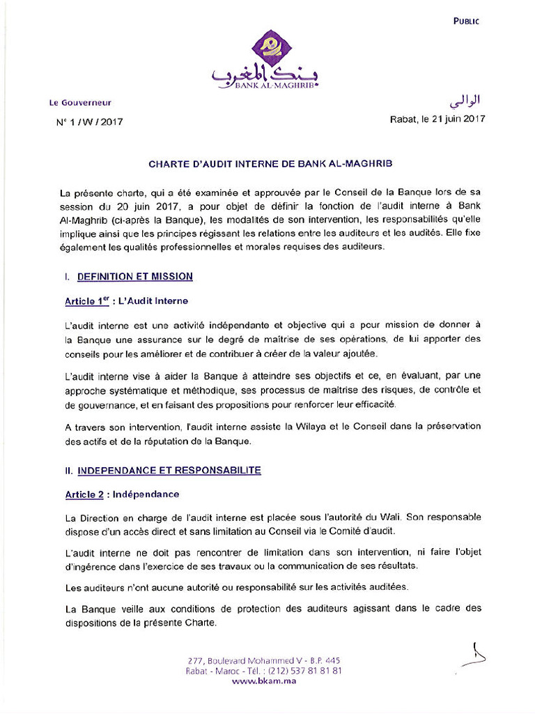 Charte D'audit Interne - 2017 | PDF