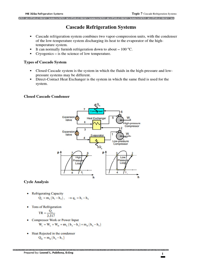 Topic 7 Cascade Refrigeration Systems | PDF | Refrigeration | Heat ...