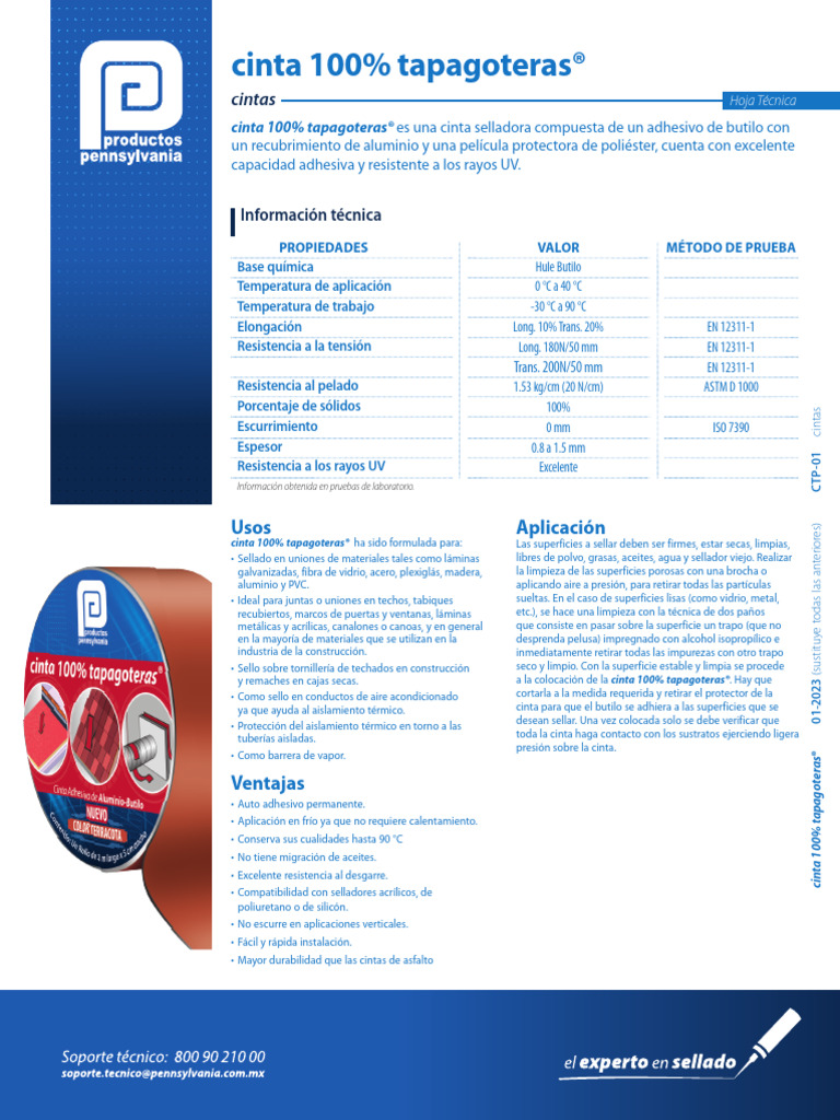 Cinta 100 Tapagoteras HT 2023 | PDF | Materiales de construcción ...