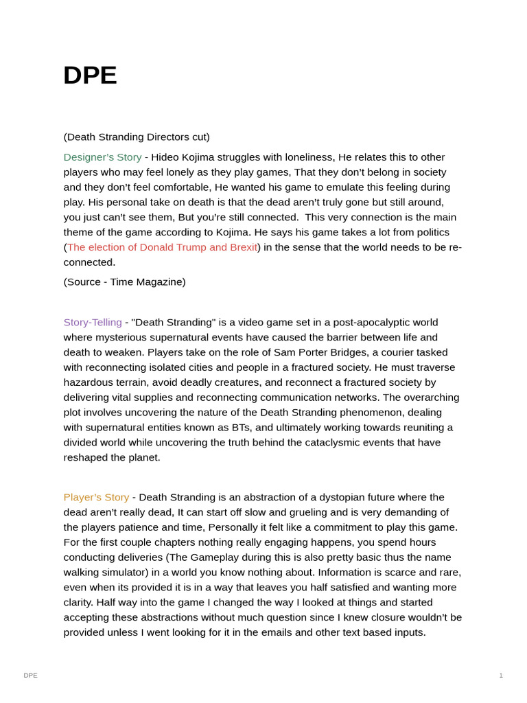 Death Stranding DPE | PDF