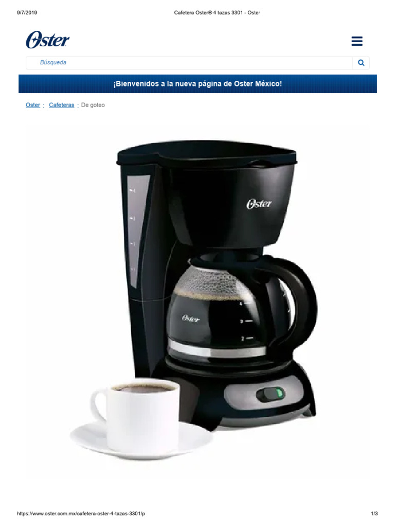 Cafetera Oster® 4 Tazas 3301 - Oster | PDF