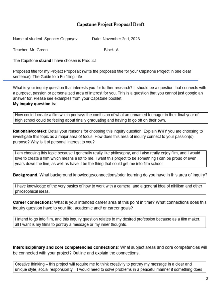 Capstone Draft Proposal | PDF | Mentorship | Thought